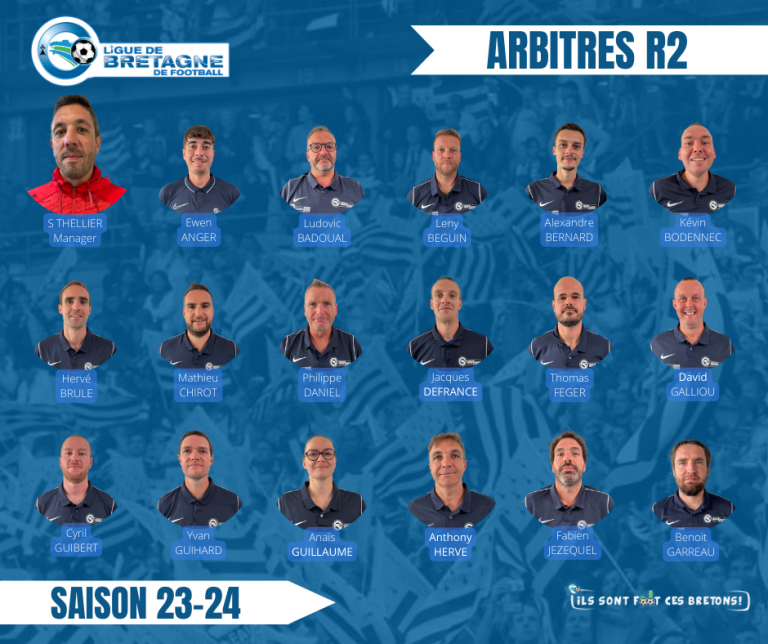 Présentation du Groupe d’Arbitres R2 2023-2024 – LIGUE BRETAGNE DE FOOTBALL